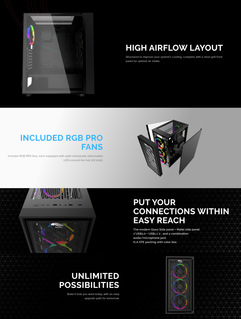 Thunder ARMOUR TGC-A-63 RGB Mid-Tower Case
