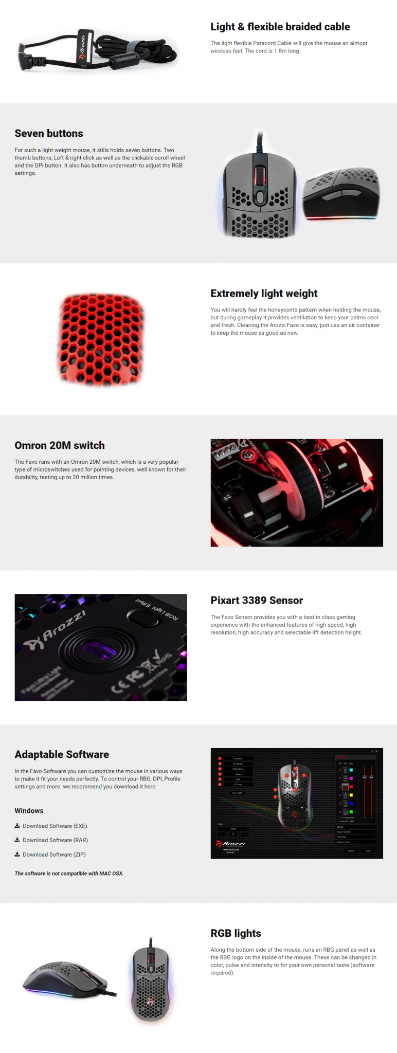 Arozzi Favo RGB Gaming Mouse | Tech Arc | Price in Pakistan