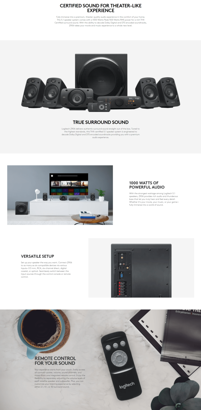 Logitech Z906 5.1 Surround Sound Speaker System - THX, Dolby Digital ...