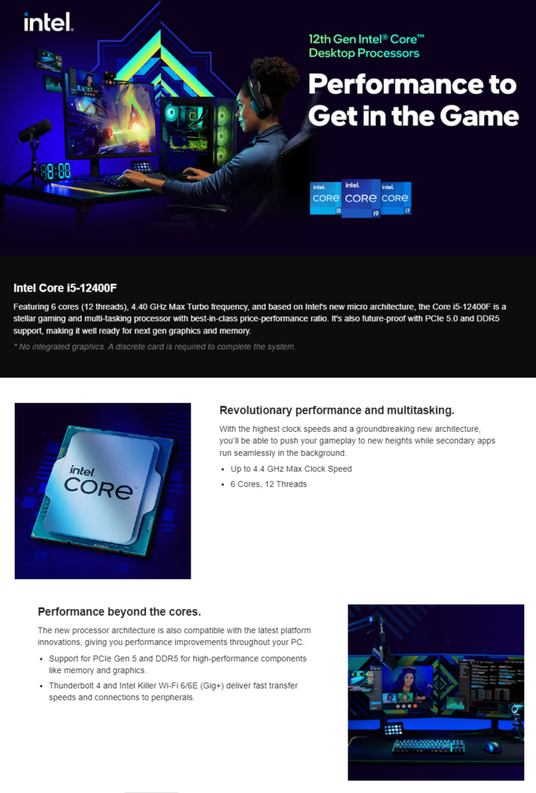 Intel Core i5-12400F - 12th Gen Alder Lake Processor