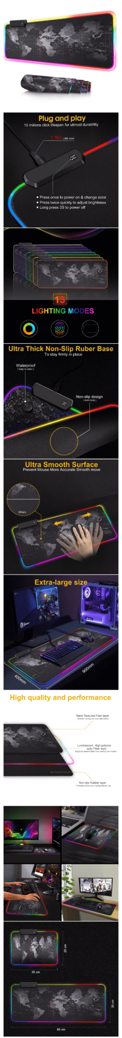 GMS-X5 World Map Print RGB | Gaming Mouse Pad