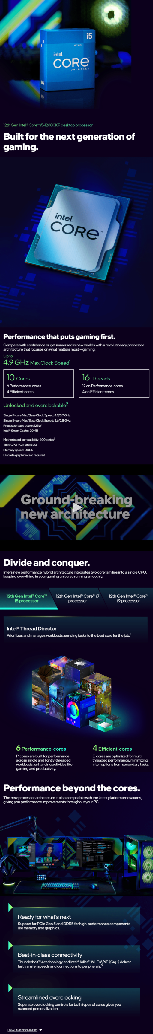 Intel Core i5-12600KF Core i5 12th Gen 3.7GHz 10 Cores 16 Threads Processor