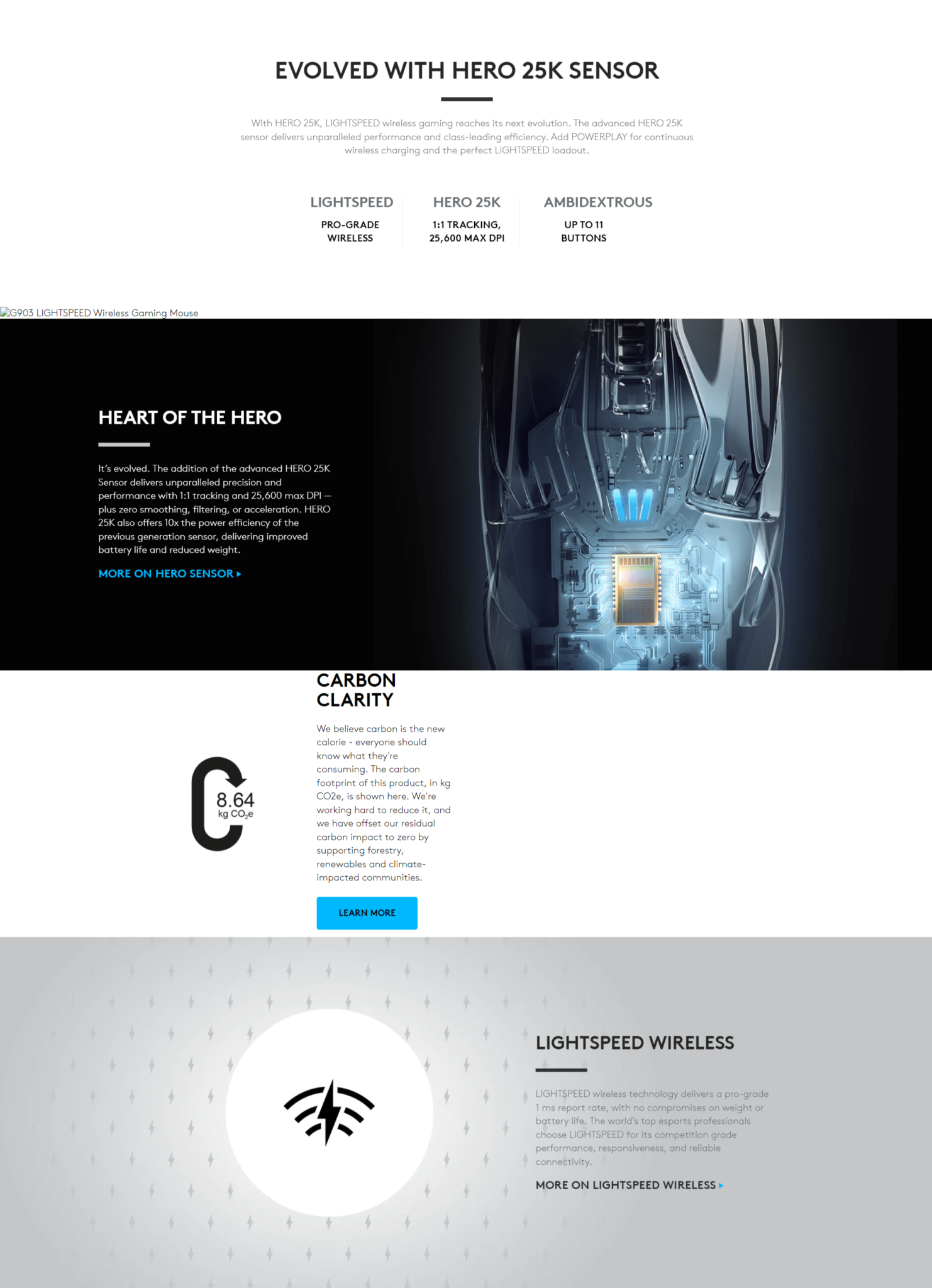 Logitech G903 LIGHTSPEED Wireless Gaming Mouse with HERO Sensor