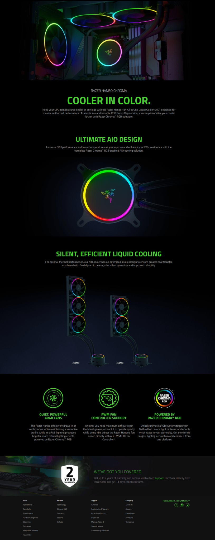 Razer Hanbo Chroma RGB 360MM AIO Liquid CPU Cooler - Tech Arc