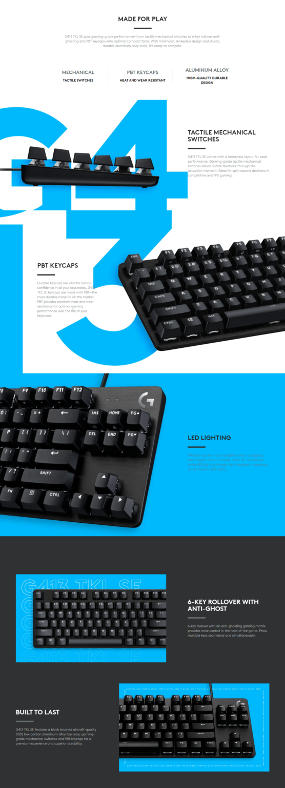 Logitech G413 SE TKL RGB Mechanical Gaming Keyboard