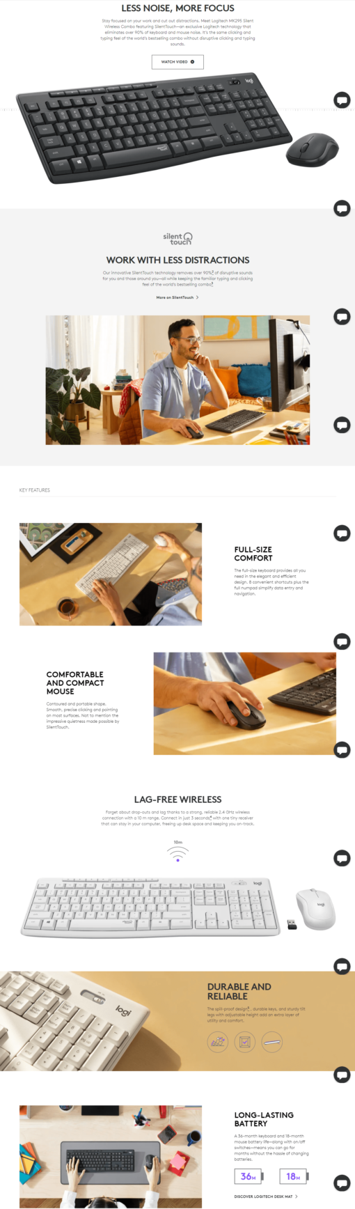 Logitech Mk295 Silent Wireless Keyboard Mouse Combo Graphite