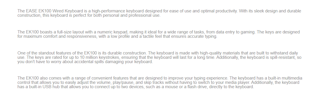 EASE EK100 Wired Keyboard