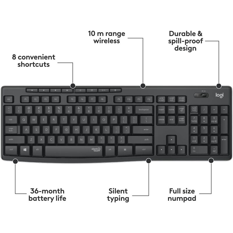 Logitech Mk295 Silent Wireless Keyboard Mouse Combo Graphite