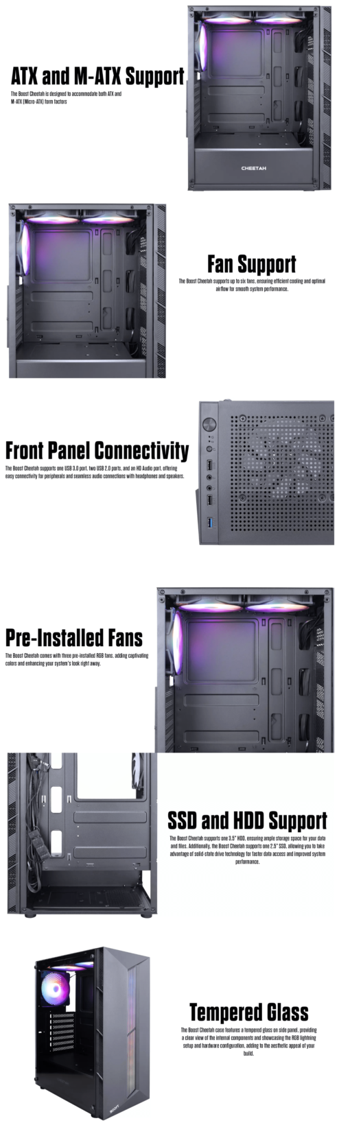 Boost Cheetah RGB Mid-Tower ATX Case - Free Shipping