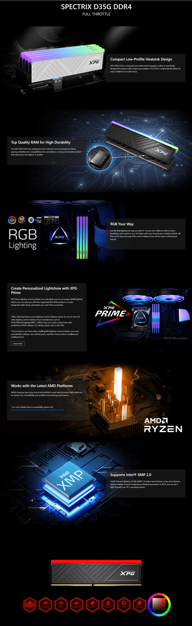 XPG Spectrix D35G RGB 32GB 3600MHz C18 DDR4 DRAM