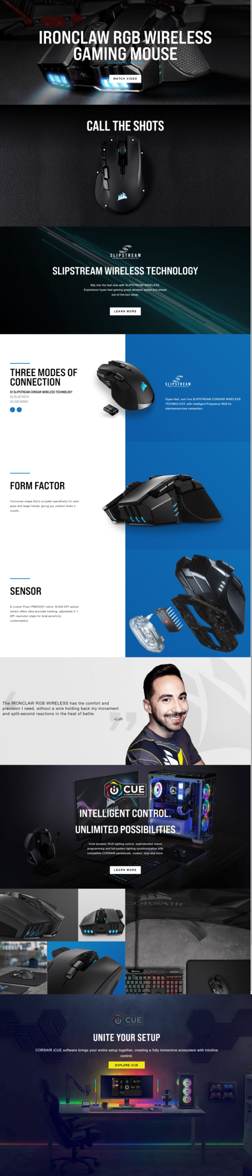 CORSAIR IRONCLAW RGB WIRELESS Gaming Mouse (AP)