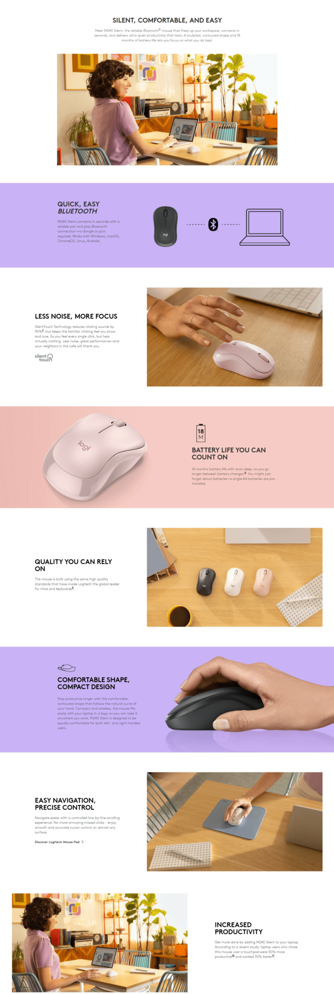 Logitech M240 Silent Wireless Mouse (Off White)