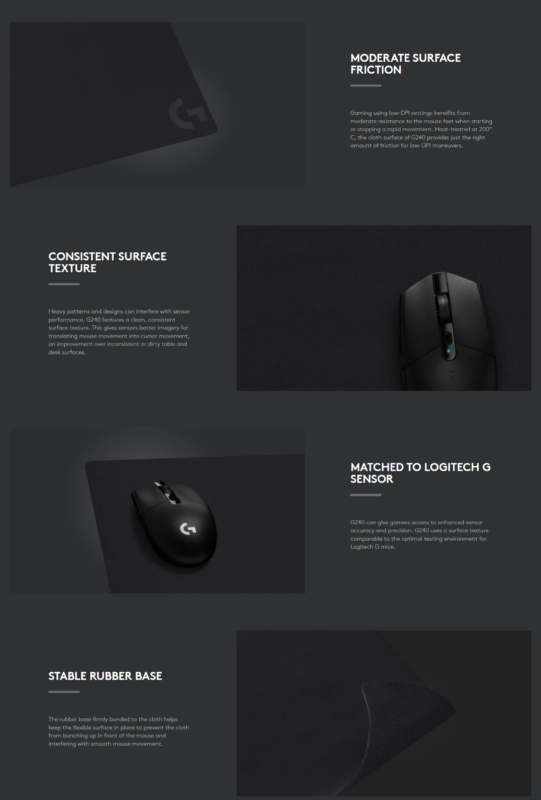 Logitech G240 Cloth Gaming Mouse Pad – Black