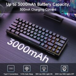 TMKB T63 Gaming Keyboard Wireless,Triple Mode BT5.0/2.4G/USB-C ...